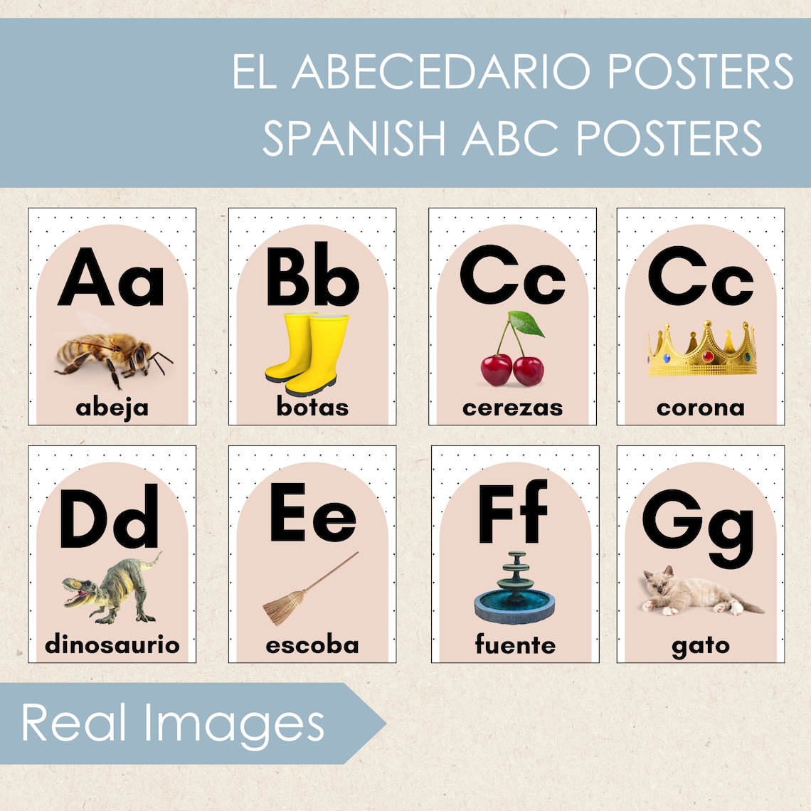 Spanish Alphabet Printable Posters, Spanish Vocabulary Posters ...