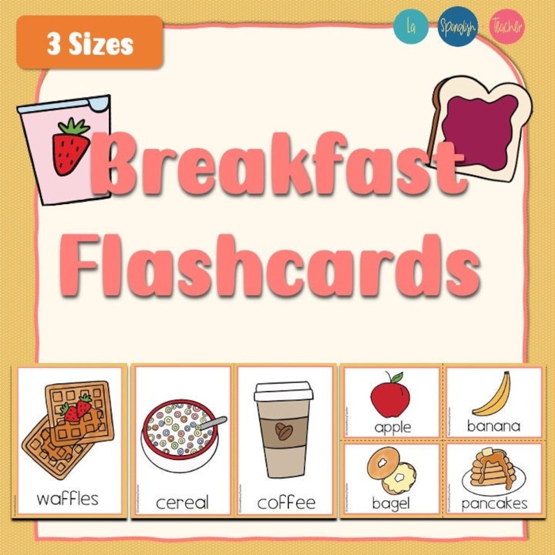 Breakfast Vocabulary Printable Flashcards, Word Wall Cards, Food Cards ...
