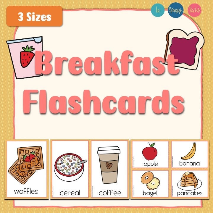 Breakfast Vocabulary Printable Flashcards, Word Wall Cards, Food Cards ...