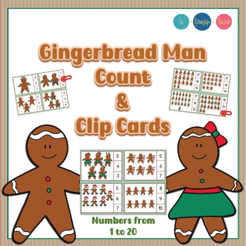 Gingerbread Man Count and Clip Cards, Christmas Counting Cards ...