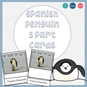 Spanish Types of Penguins 3 Part Cards, Montessori Cards, Winter ...