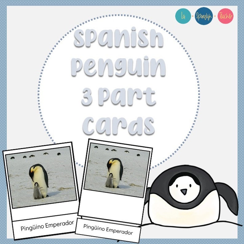 Spanish Types of Penguins 3 Part Cards, Montessori Cards, Winter ...
