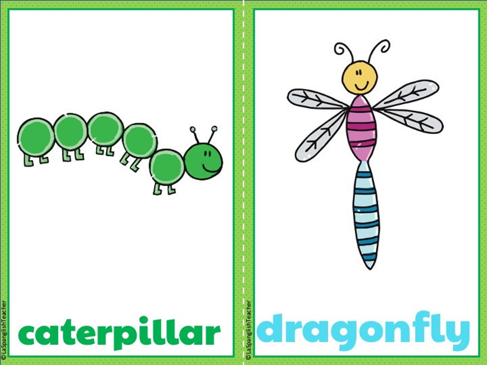 Bugs Printable Flashcards, Animal Vocabulary Cards, Card Games for Kids ...