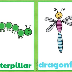 Bugs Printable Flashcards, Animal Vocabulary Cards, Card Games for Kids ...