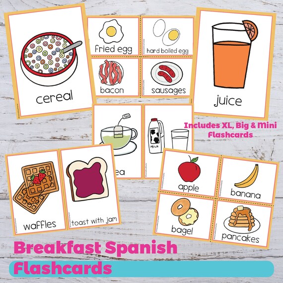 Breakfast Flashcards Food Printable Flashcards Kids | Etsy