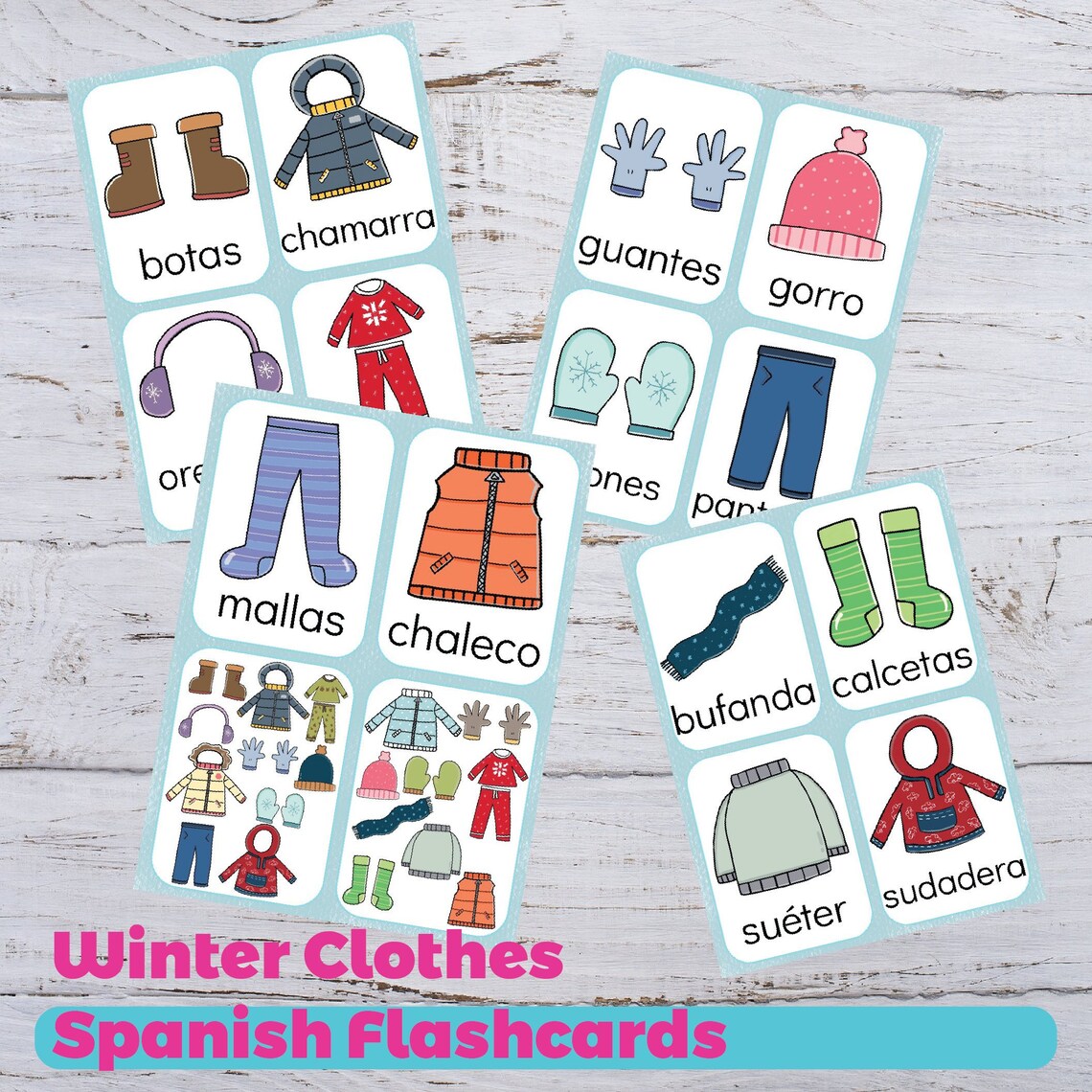Winter Clothes Spanish Spanish Flashcards La Ropa | Etsy