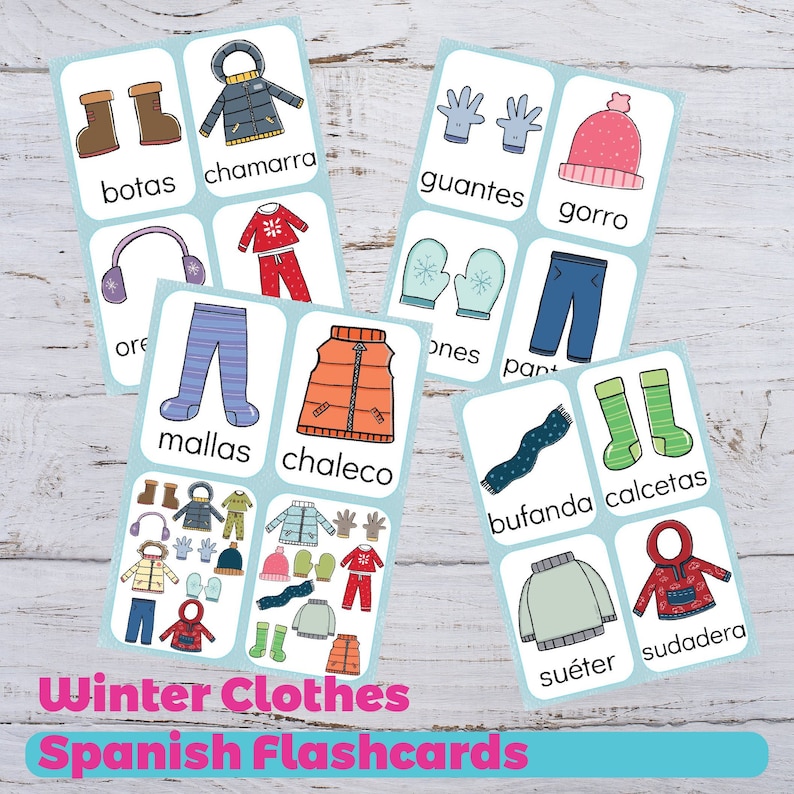 Winter Clothes Spanish Spanish Flashcards La Ropa | Etsy