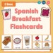 Spanish Breakfast Vocabulary Printable Flashcards, Spanish Word Wall ...