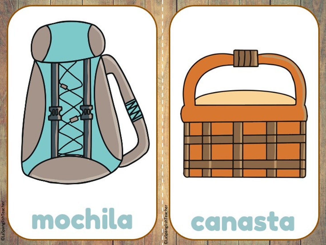 Spanish Camping Vocabulary, Printable Flashcards, Spanish Camping Cards ...
