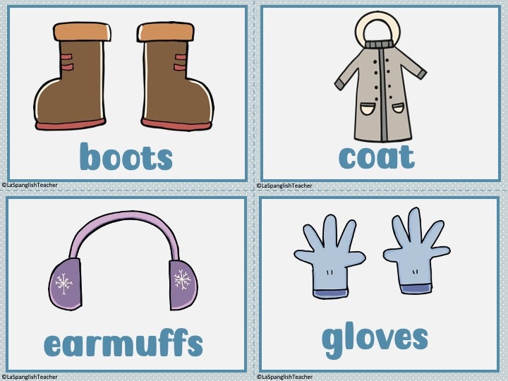 Winter Clothes Flashcards, Memory Card Game for Kids, Winter Printables ...