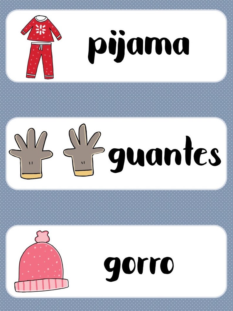 Spanish Winter Clothes Printable Activity Pack, Preschool Spanish ...