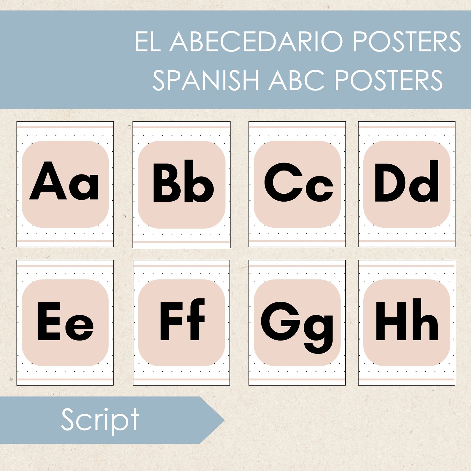 Spanish Alphabet Printable Posters, Spanish Vocabulary Posters ...