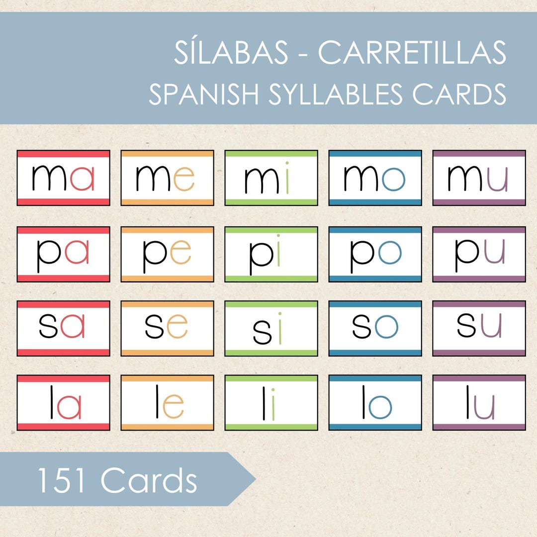 Spanish Syllables Flashcards, Learning to Read (printable PDF) - Etsy ...