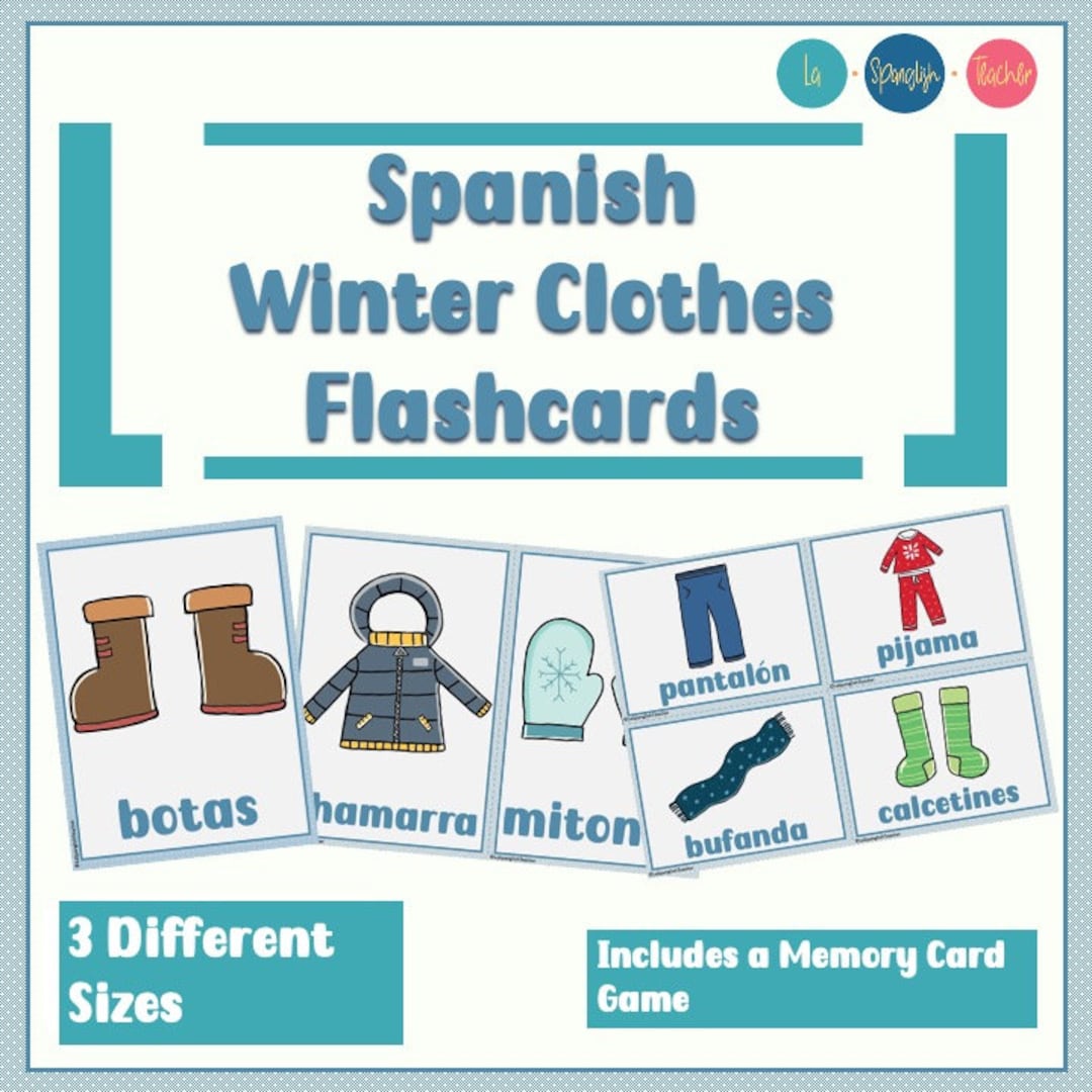 Winter Clothes Spanish Flashcards, Spanish Winter Vocabulary Cards ...