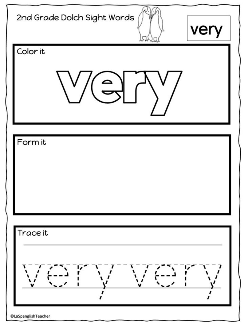 Second Grade Dolch Sight Words Flashcards and Worksheets, Learn to Read ...