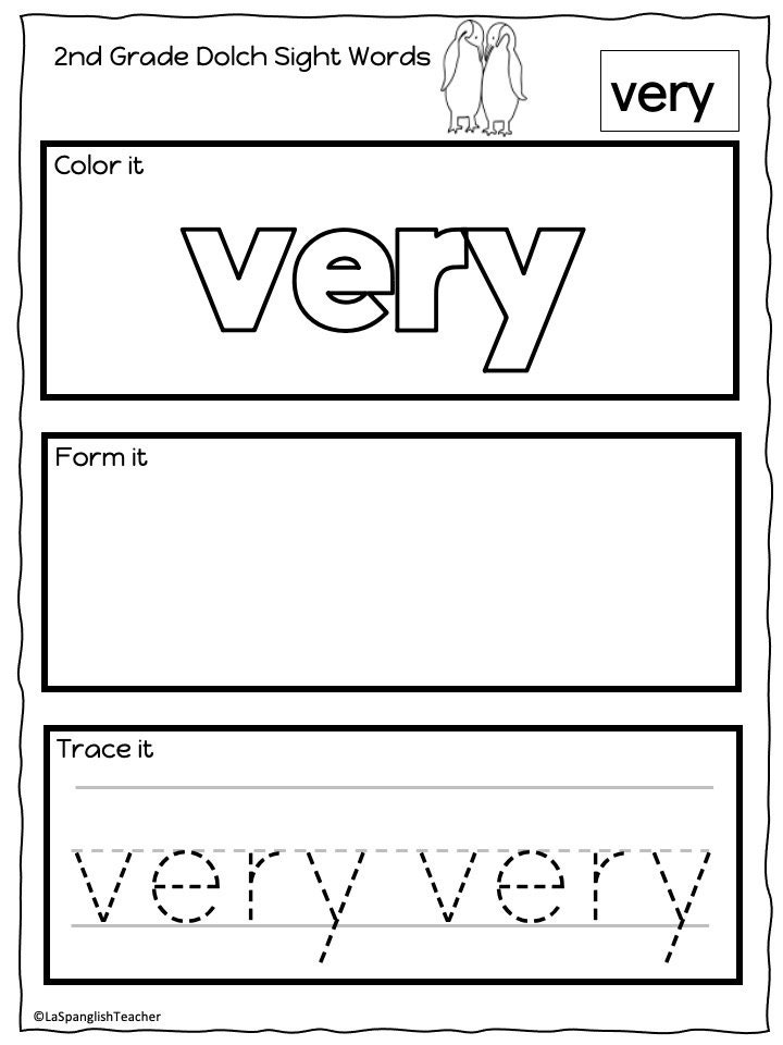 Second Grade Dolch Sight Words Flashcards and Worksheets, Learn to Read ...