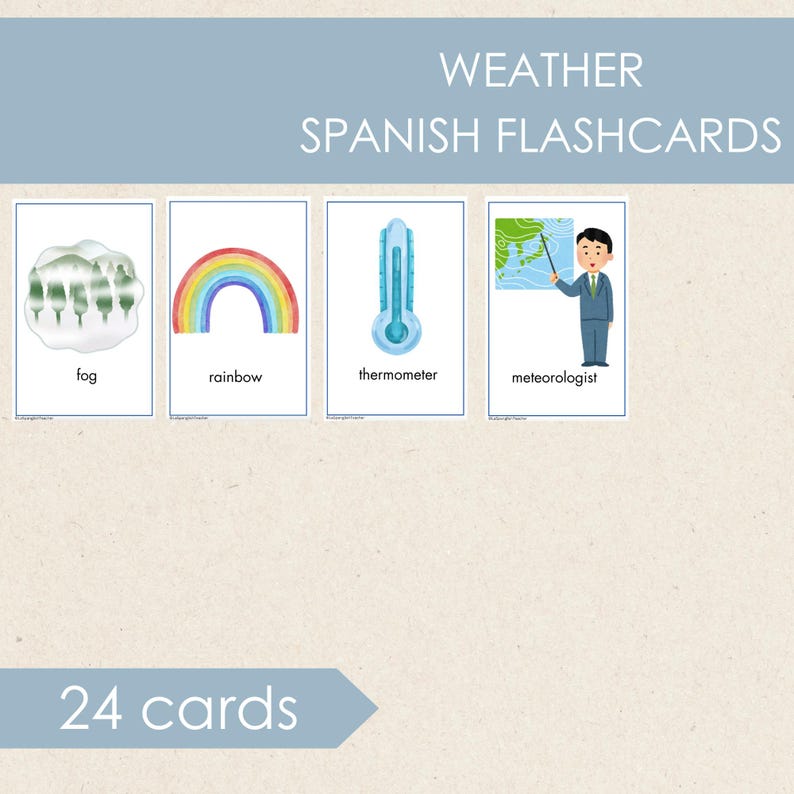 Weather Flashcards, Educational Printable Cards, Vocabulary Cards ...