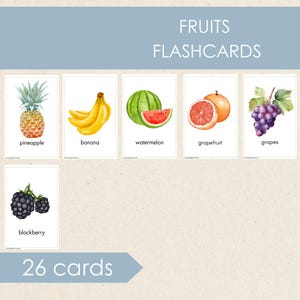 Fruits Flashcards, Educational Printable Cards, Fruits Vocabulary Cards ...