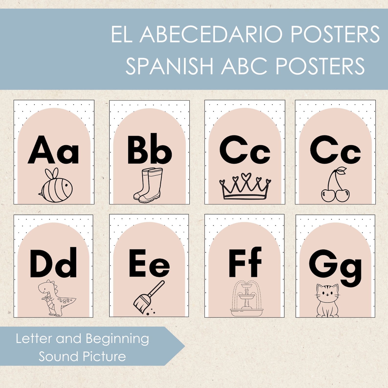 Spanish Alphabet Printable Posters, Spanish Vocabulary Posters ...