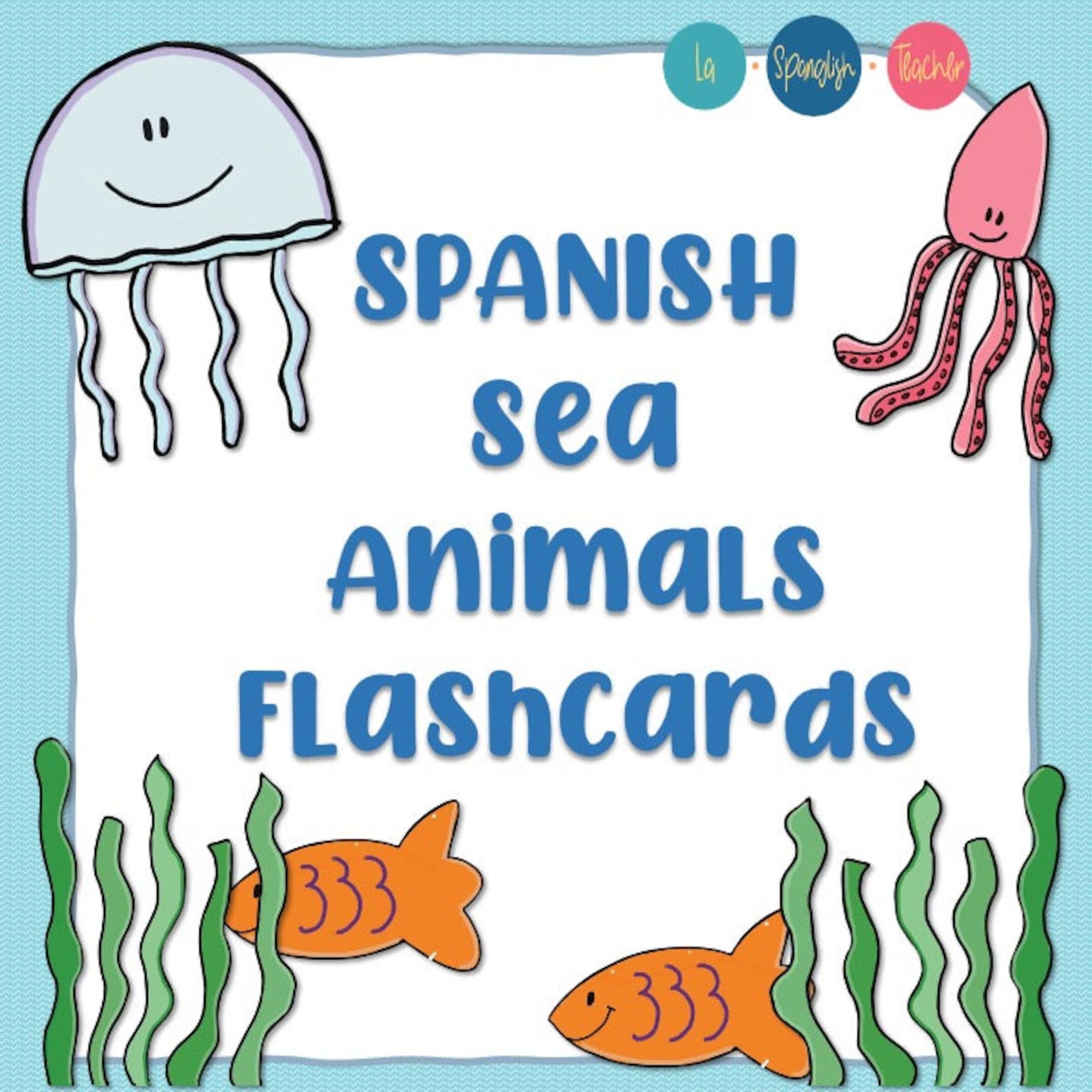 Spanish Sea Animals Printable Flashcards, Spanish Animal Vocabulary ...