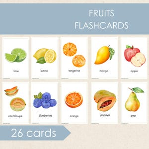 Fruits Flashcards, Educational Printable Cards, Fruits Vocabulary Cards ...