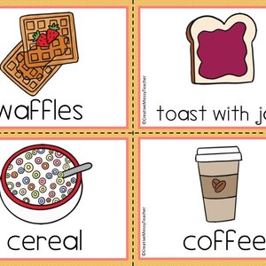 Breakfast Vocabulary Printable Flashcards, Word Wall Cards, Food Cards ...