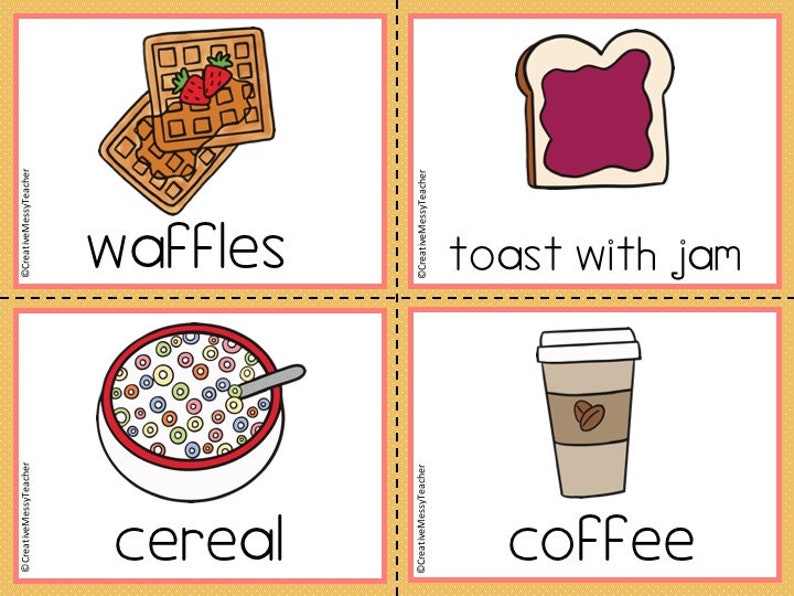 Breakfast Vocabulary Printable Flashcards, Word Wall Cards, Food Cards ...