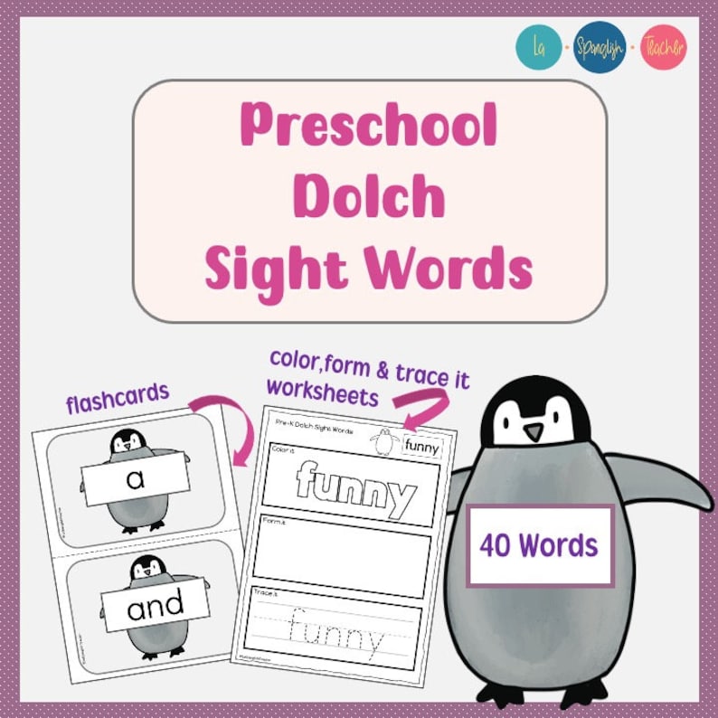 Dolch Sight Words Flashcards and Worksheets Bundle, Prek-3rd Grade (PDF ...