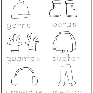 Spanish Winter Clothes Printable Activity Pack, Preschool Spanish ...