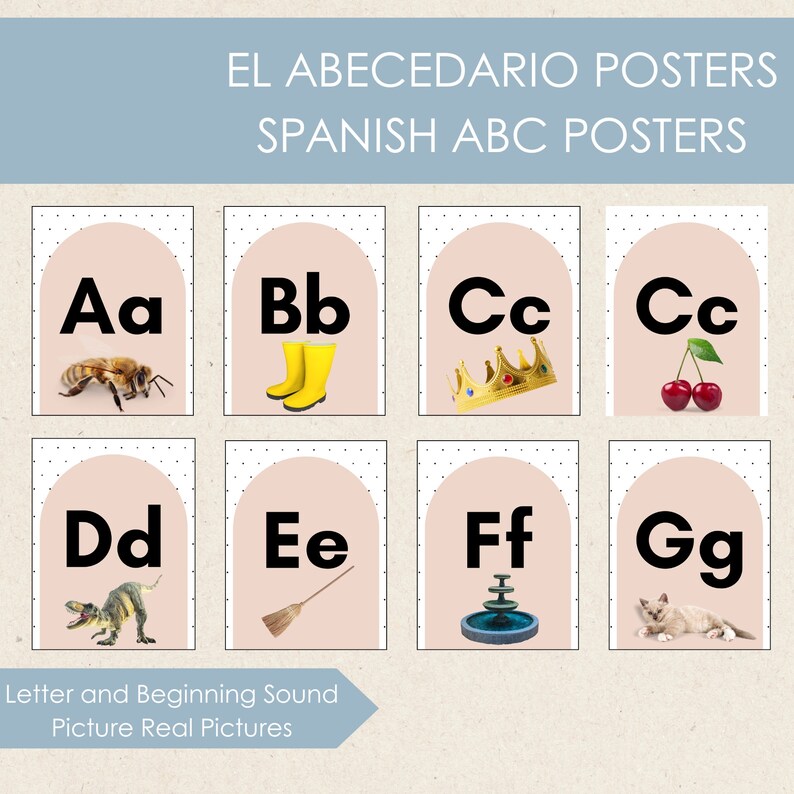 Spanish Alphabet Printable Posters, Spanish Vocabulary Posters ...