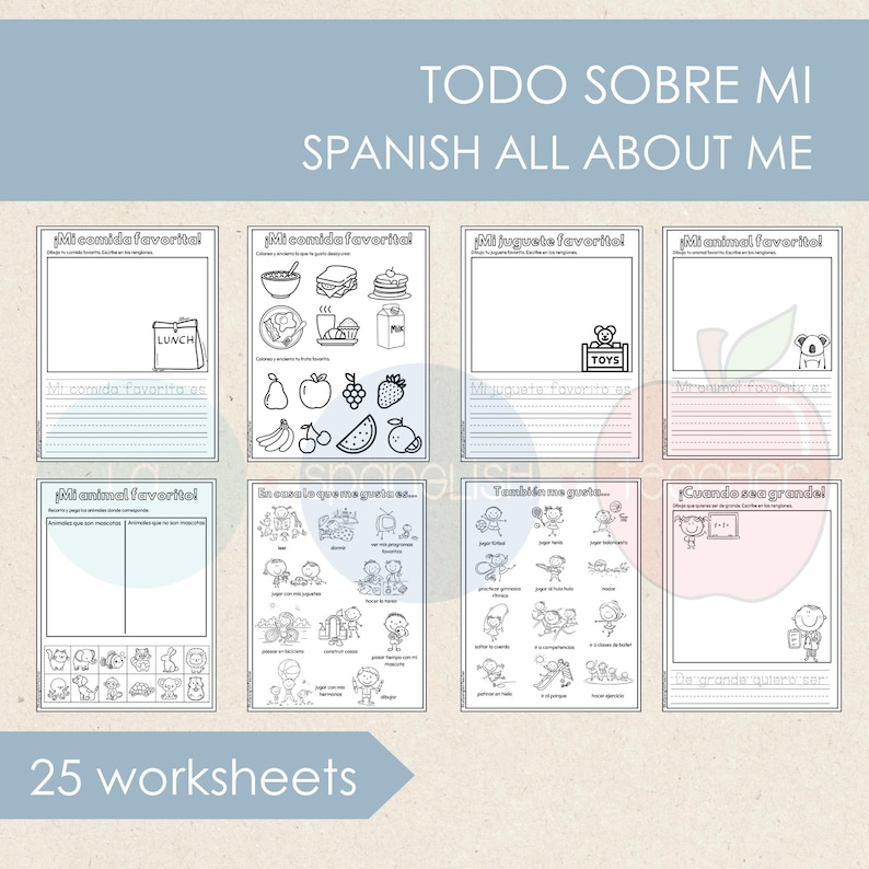 Spanish All About Me Worksheets | Todo Sobre Mí | Homeschool ...
