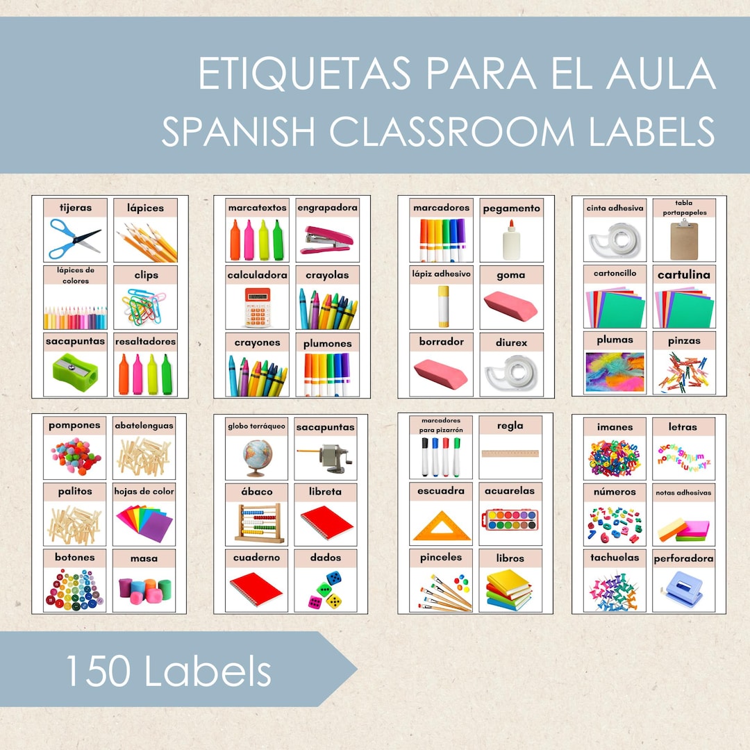 Etiquetas para el aula en español, 150 tarjetas decorativas neutras ...