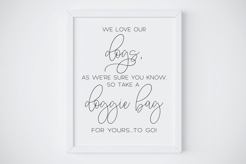 Dog Treat Sign, Wedding Dog Sign, We Love Our Dogs, Doggie Bag, Dog ...