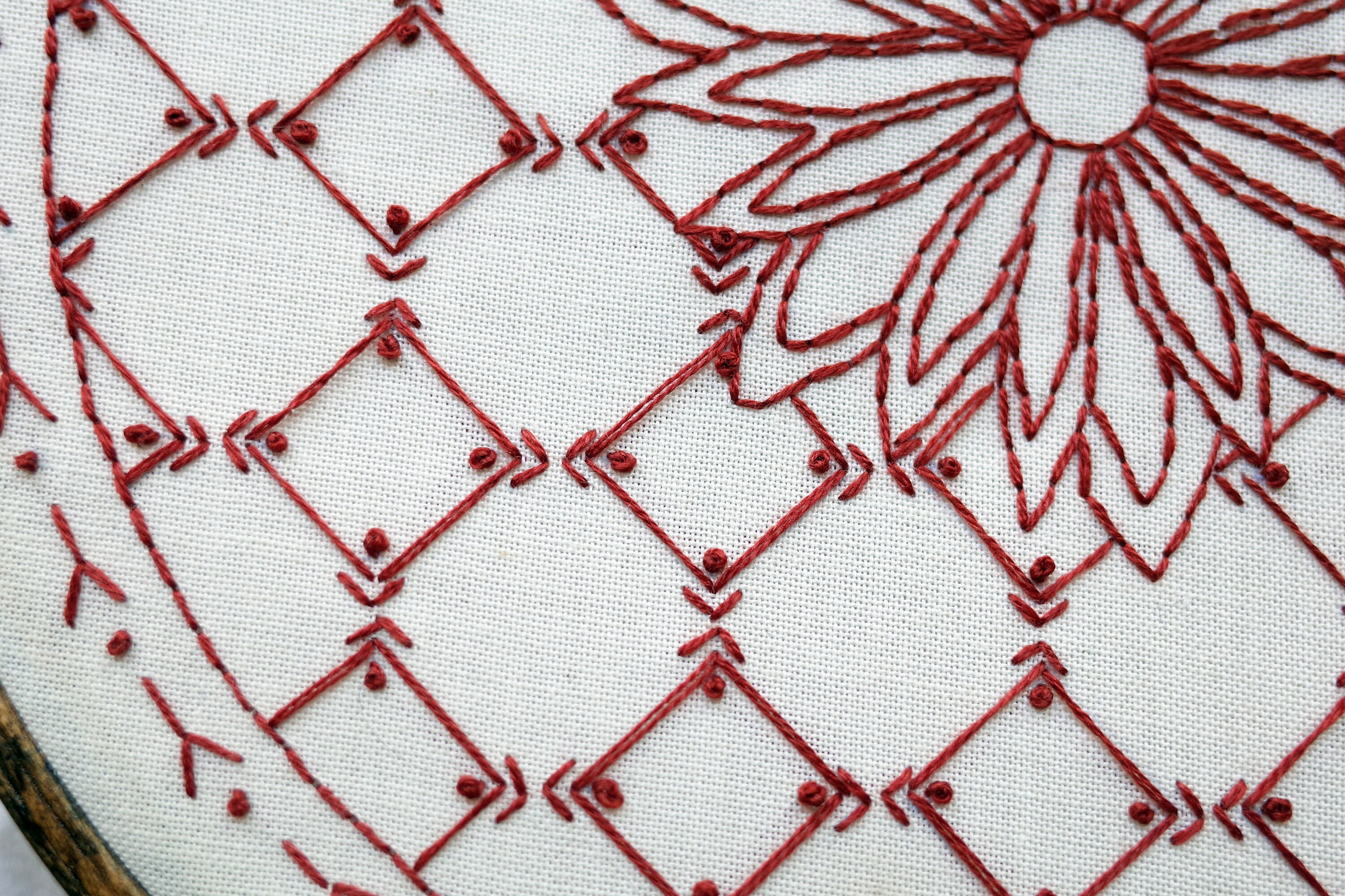 Redwork Flower Embroidery PDF Pattern - Etsy
