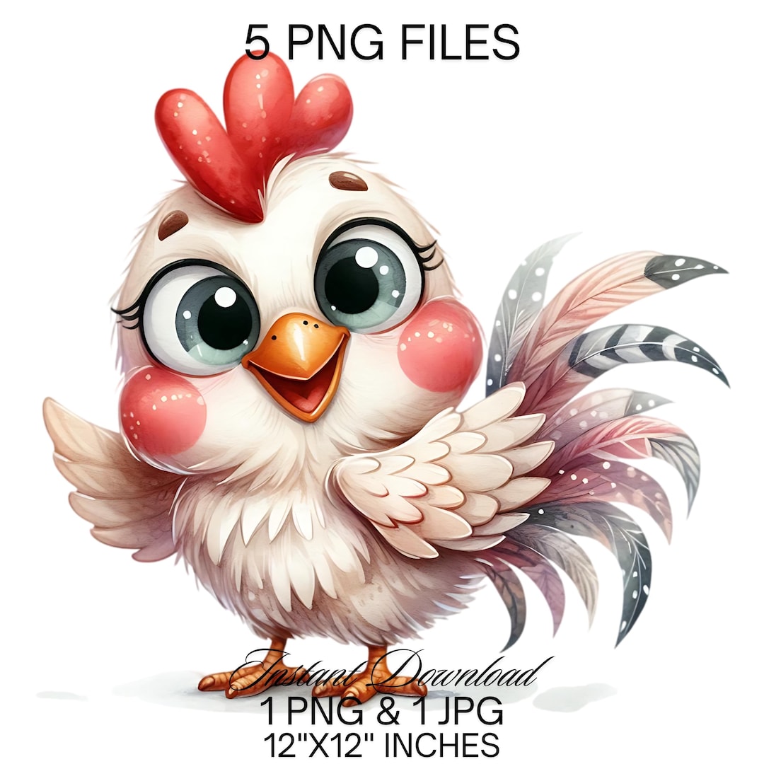 Funny Crazy Chicken PNG | 5 Cute Chicken PNG Sublimation Clipart ...