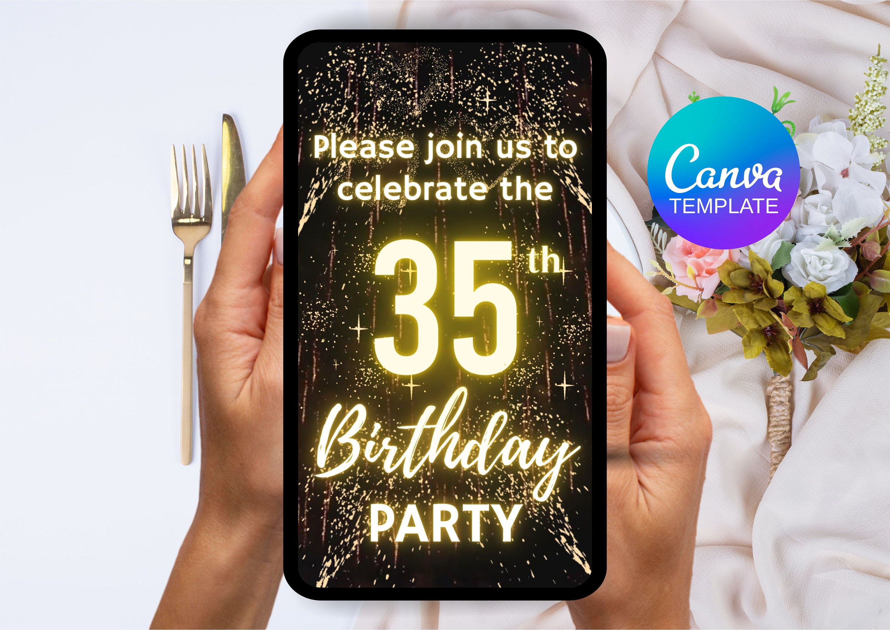 Electronic Photo Birthday Invitation Template, Editable Photo Evite for ...