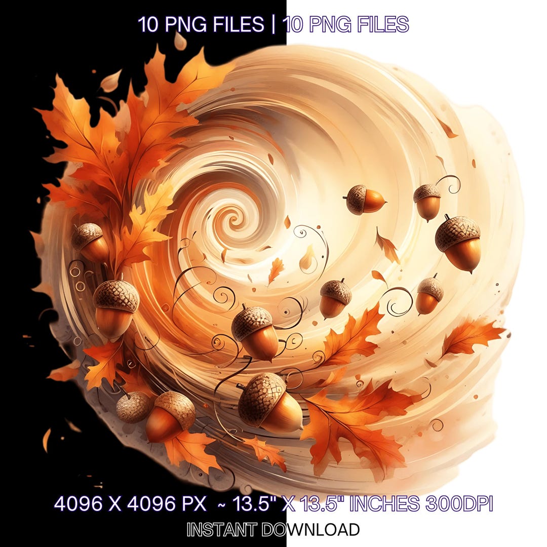 10 Fall Acorn Clipart PNG Bundle | Fall Acorn Printable | Clipart Acorn ...