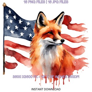 FOX Flag PNG | 16 Patriotic USA Red Fox Flag Clipart | Wildland Fox ...