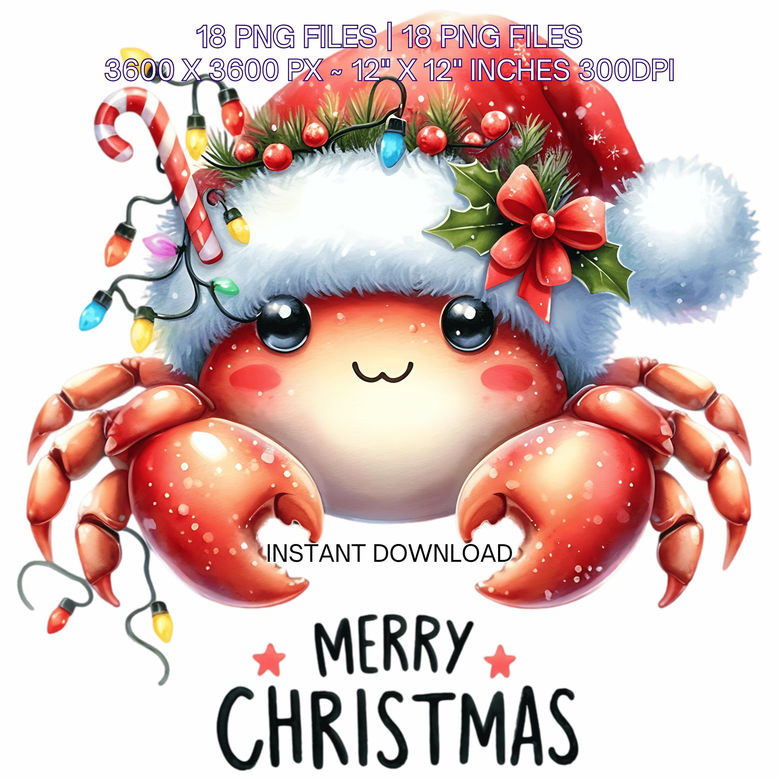 18 Merry Christmas Christmas Crab Clipart PNG | Watercolor Winter ...