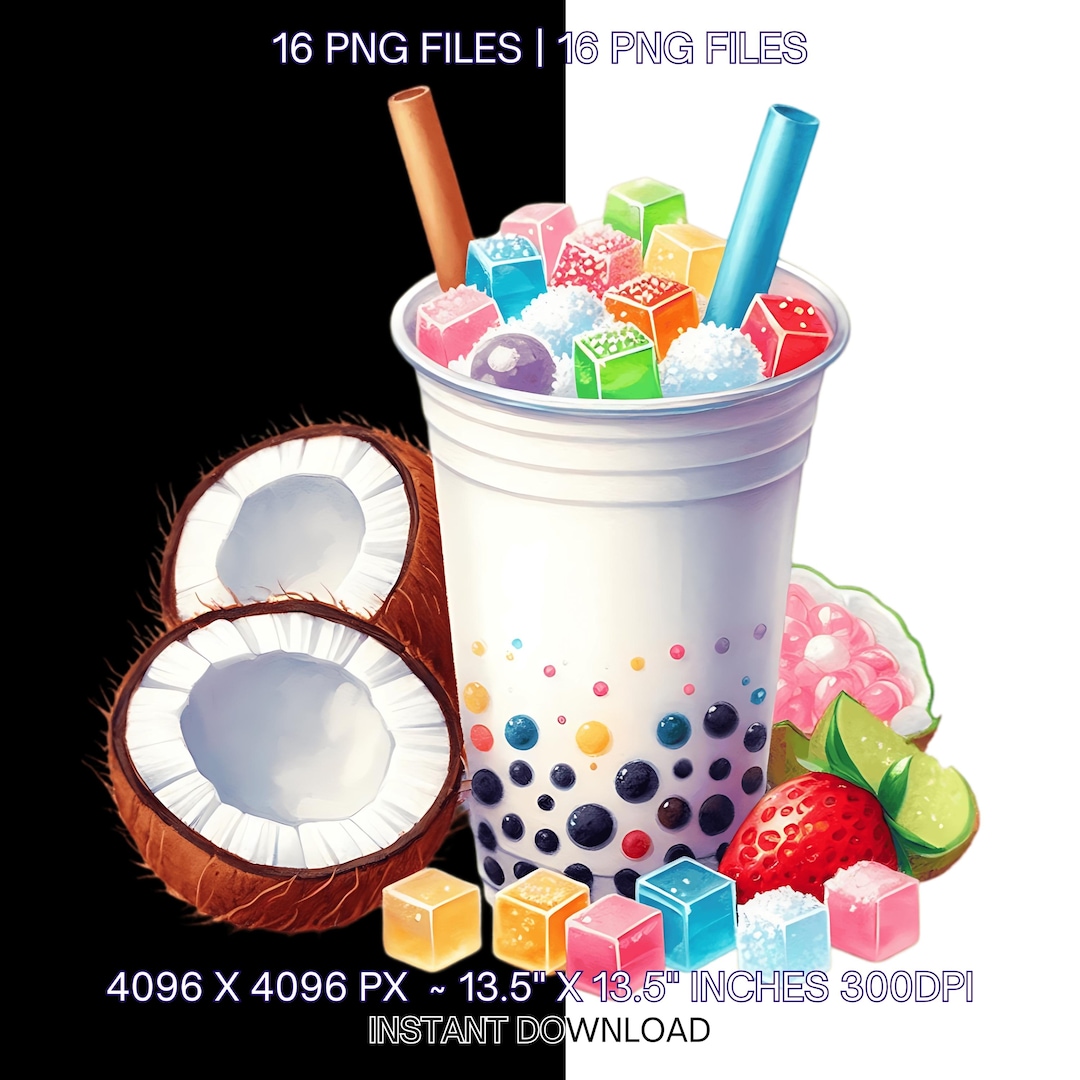 16 Bubble Tea Clipart Cute Bubble Tea Kawaii Clip Art Set Boba Tea ...