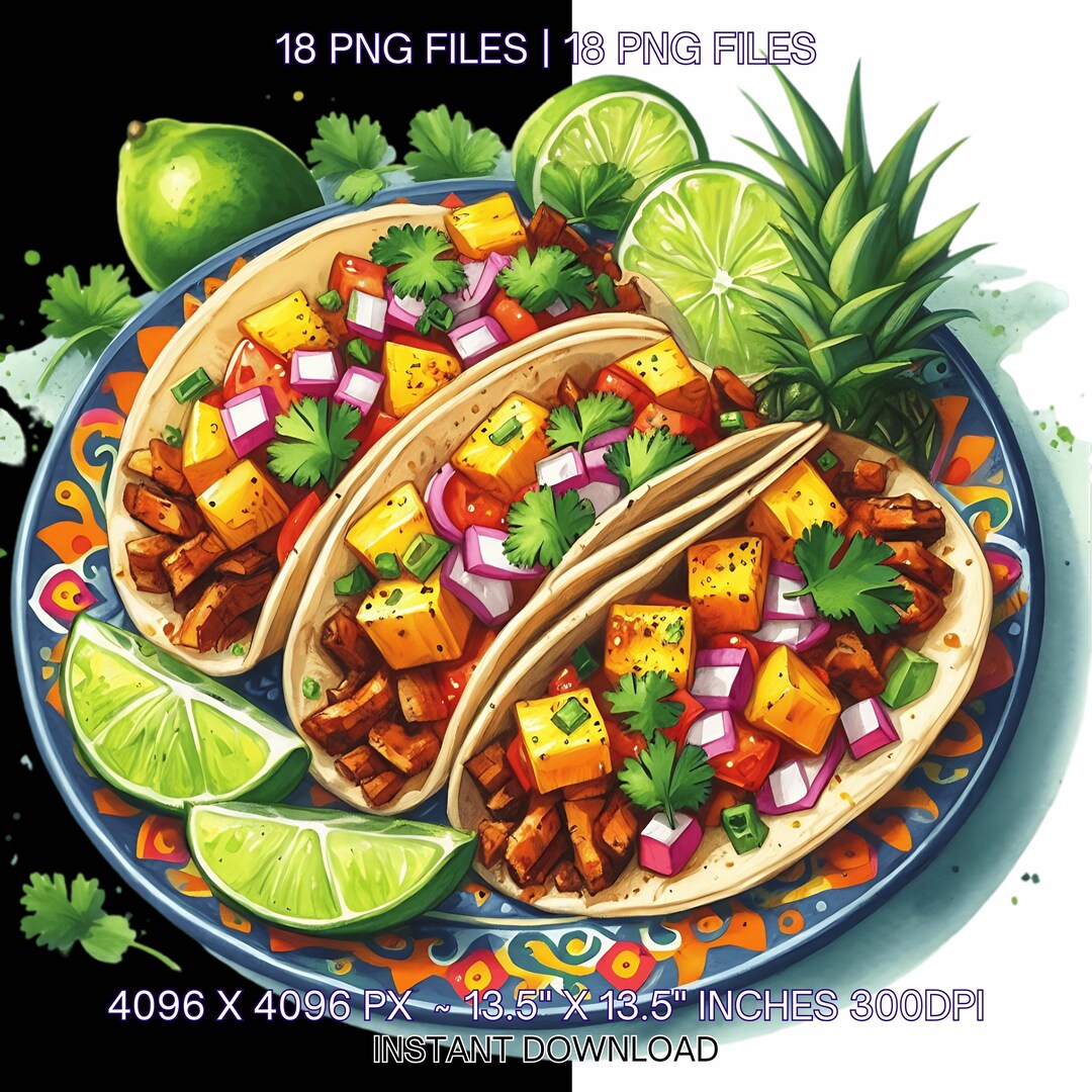 18 Mexican Food Cliparts PNG Mexican Food Illustration Watercolor ...