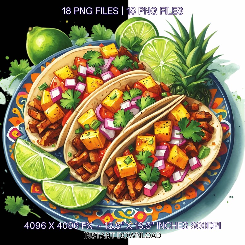18 Mexican Food Cliparts PNG Mexican Food Illustration Watercolor ...