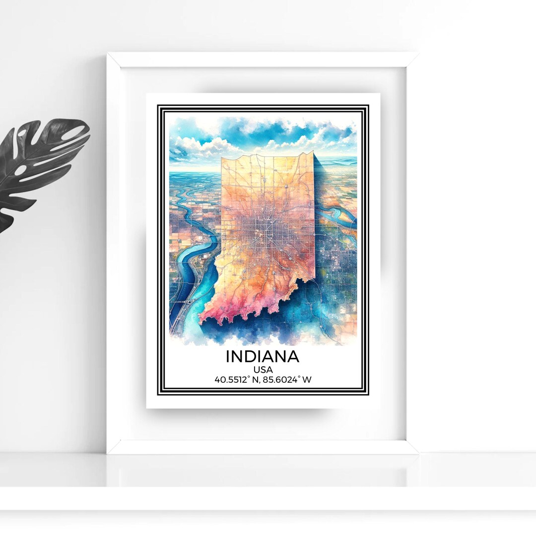 Indiana Map Print IN MAP State Map Art USA United States Map Art Poster ...
