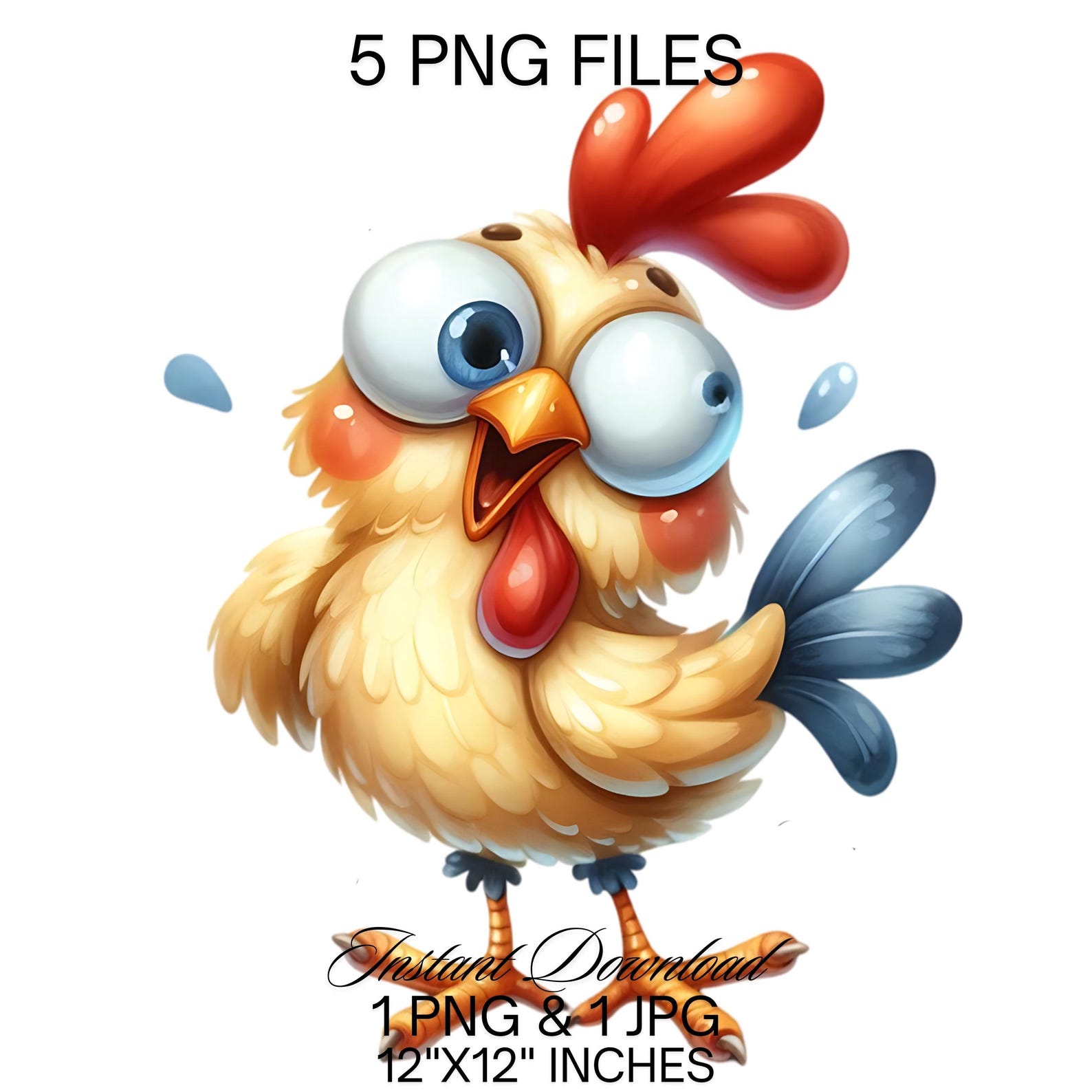 Funny Crazy Chicken PNG 5 Cute Chicken PNG Sublimation Clipart Chicken ...