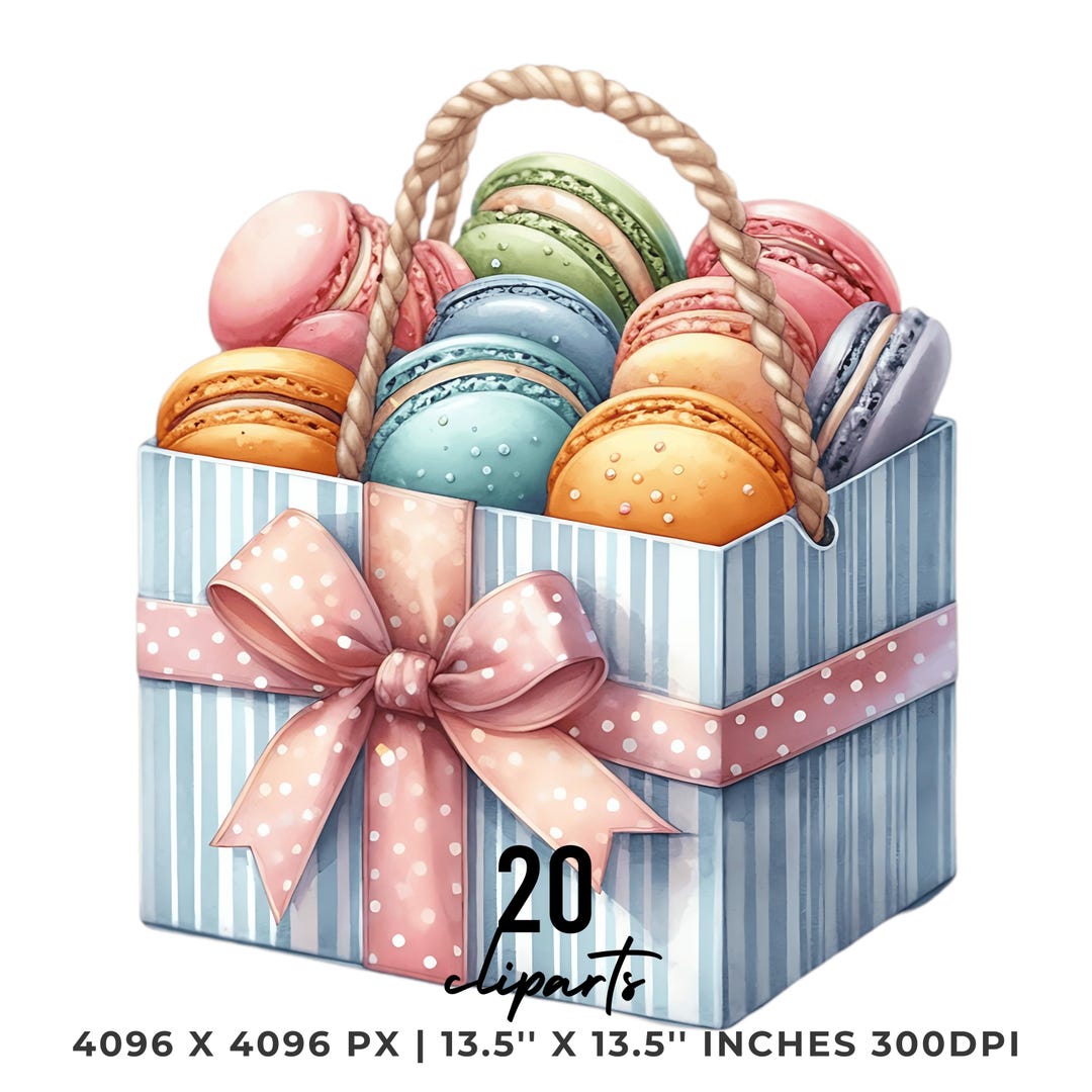 20 Macaron Clipart Bundle Macaroon Cookies High-quality PNG Watercolor ...