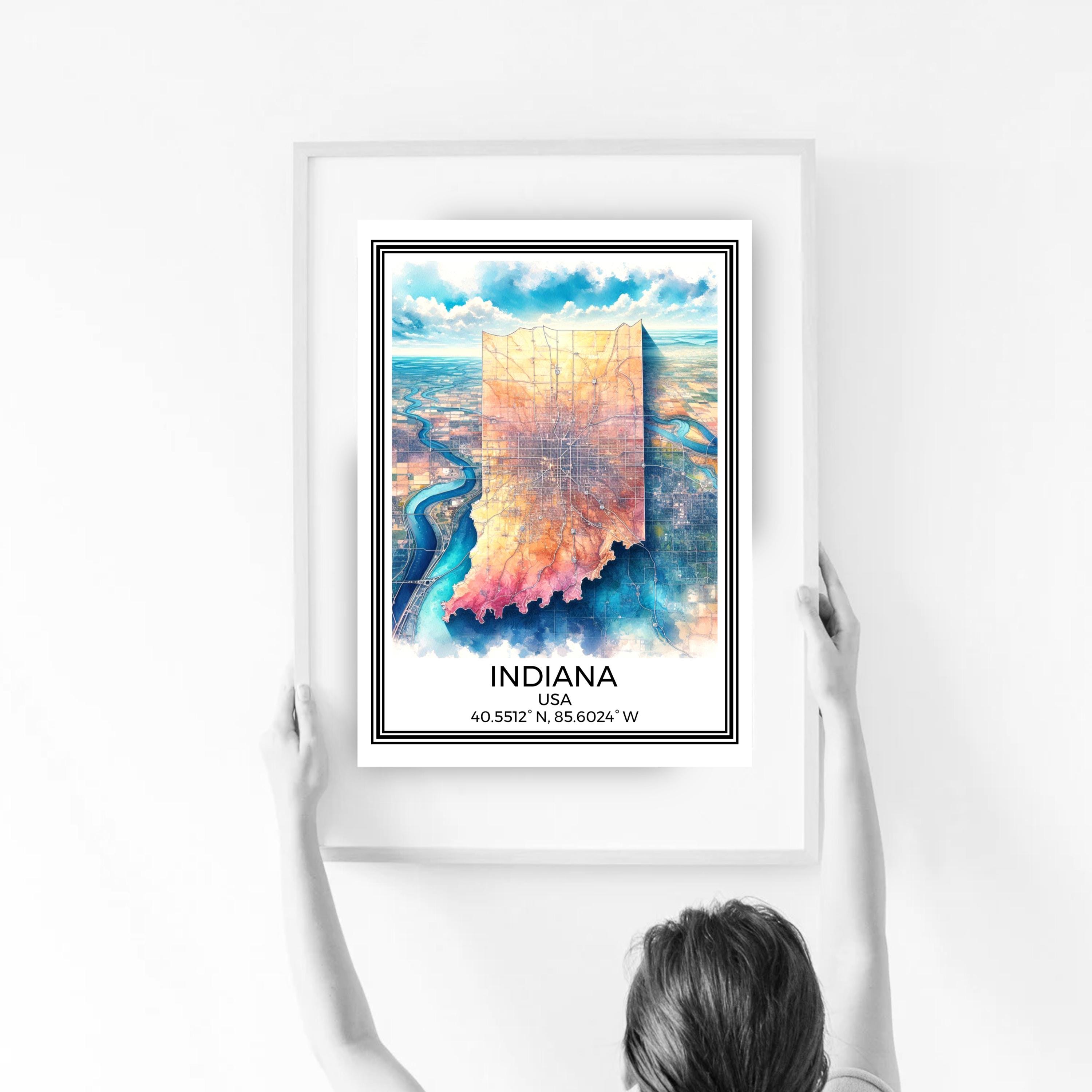 Indiana Map Print IN MAP State Map Art USA United States Map Art Poster ...