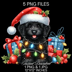 Christmas Golden Doodle Puppy PNG Clipart | 4 Christmas Lights Santa ...
