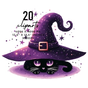 20 Halloween Black Cat Pumpkin Clipart | Halloween PNG Clip Art | Cute ...