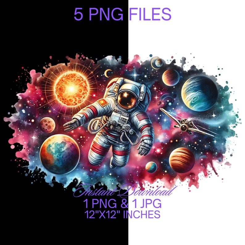 Astronaut in Space Clipart PNG 5 Outer Space Planets Astronaut PNG ...