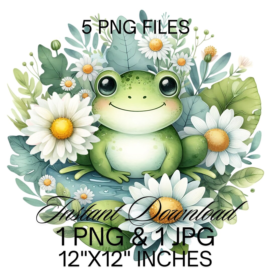 Frog| Cute Frog Daisy Clipart | 5 Woods Forest Animals Frog PNG | Daisy ...